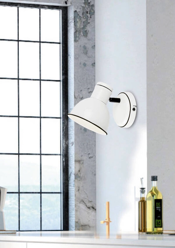 Biało-czarny metalowy kinkiet ścienny regulowany do salonu ZUMBA ...