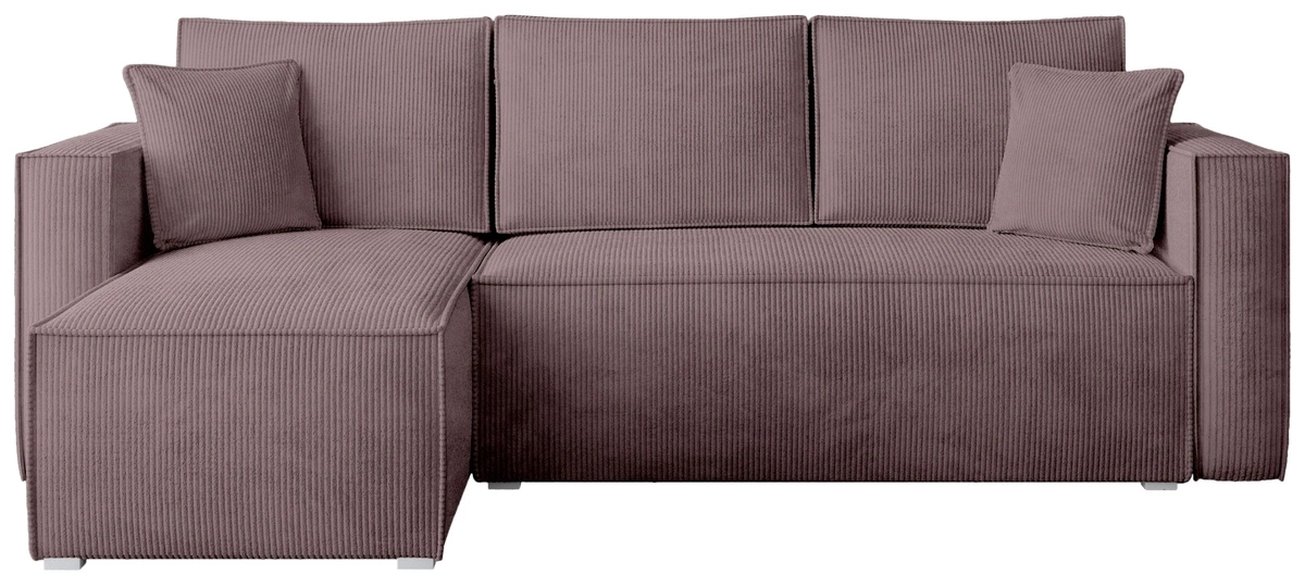 Sztruksowy narożnik z funkcją spania TOP róż | Sklep BroMARKT.pl